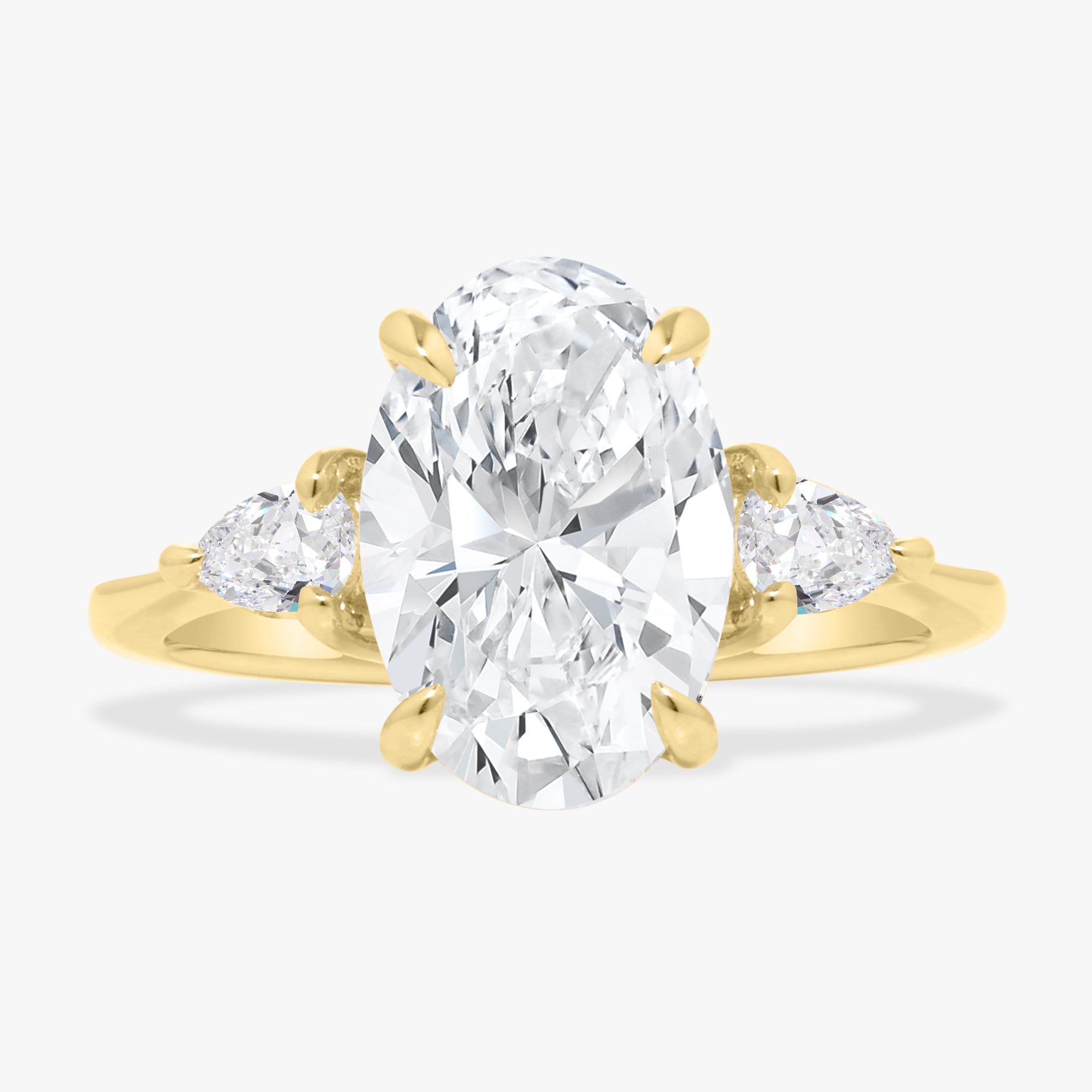 3.06ct Lab Grown Oval Diamond in a Three Stone Pear Setting – RWFJ