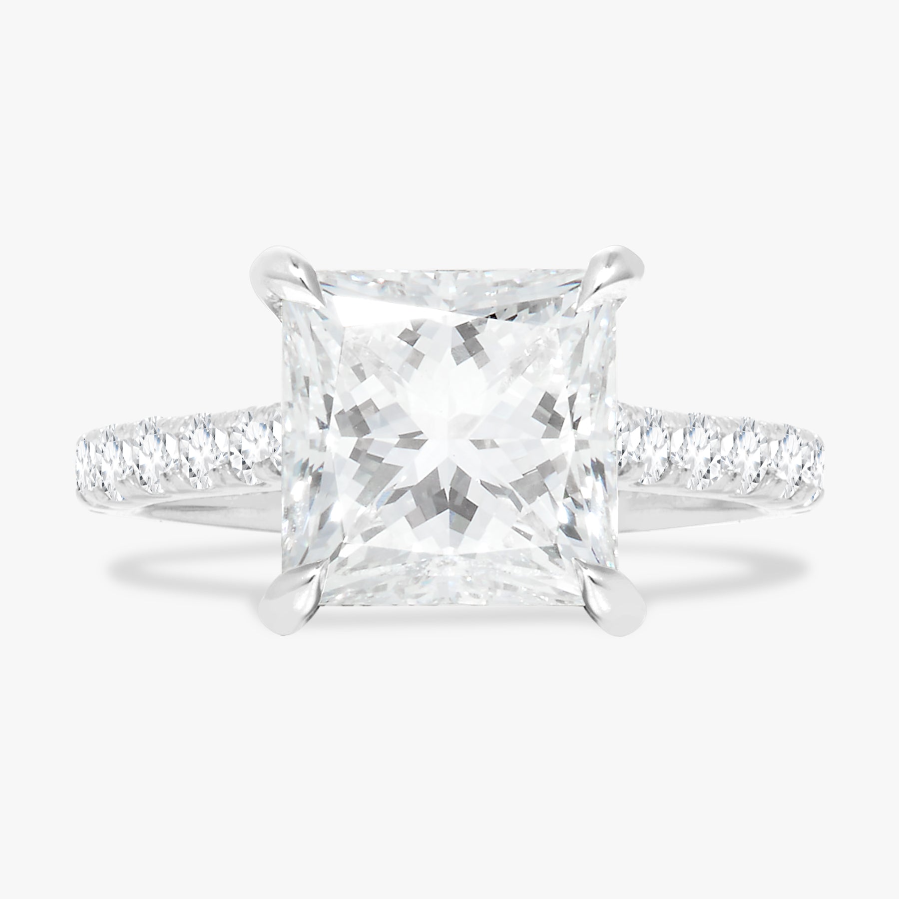3.48ct Lab Grown Princess Cut Diamond in a Pavé Cathedral – RWFJ