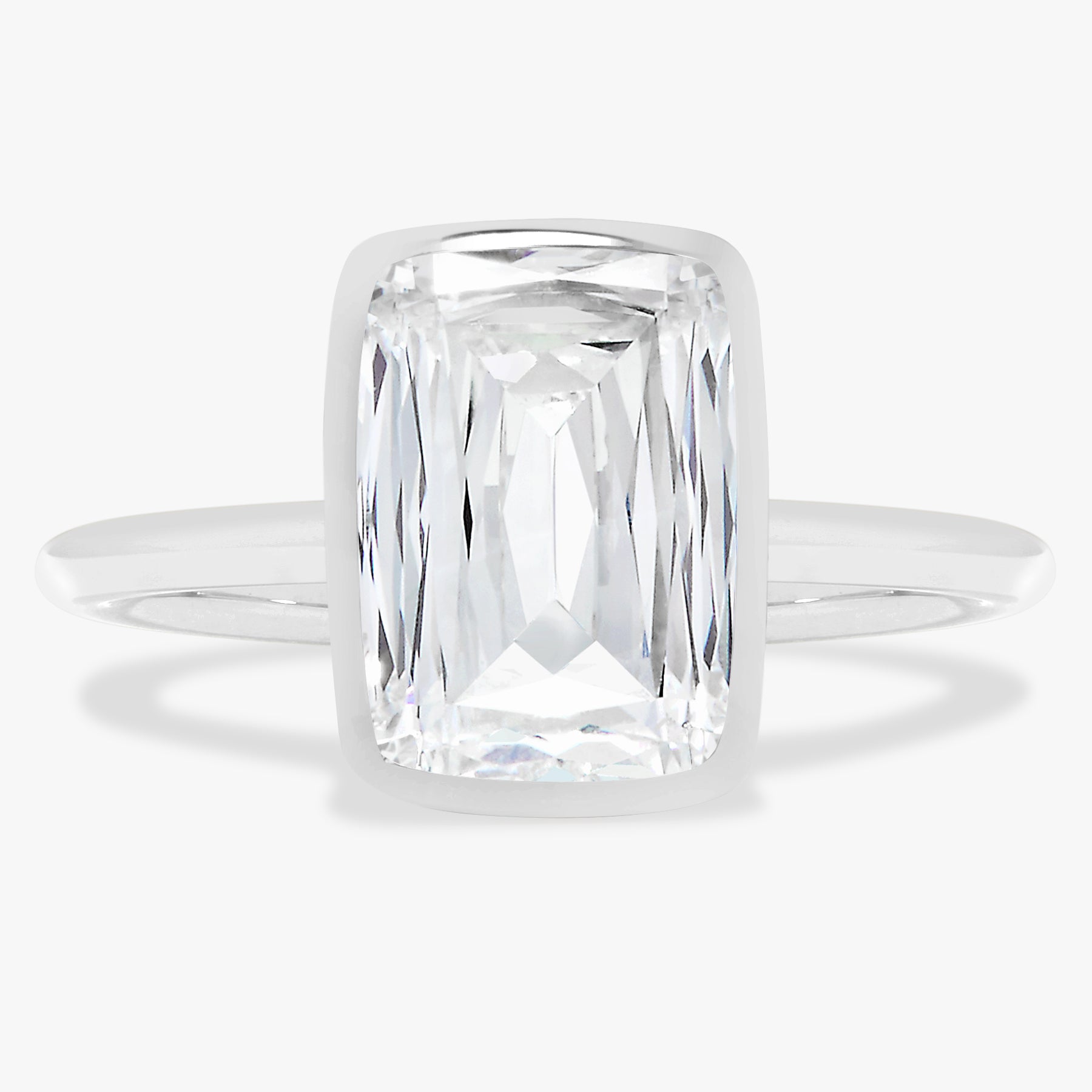 4.08ct Lab Grown Elongated Criss Cut Cushion in a Bezel Cathedral – RWFJ