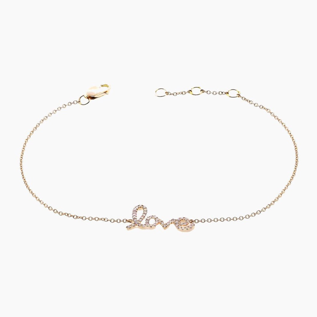 Script Love Diamond Heart Bracelet – RWFJ