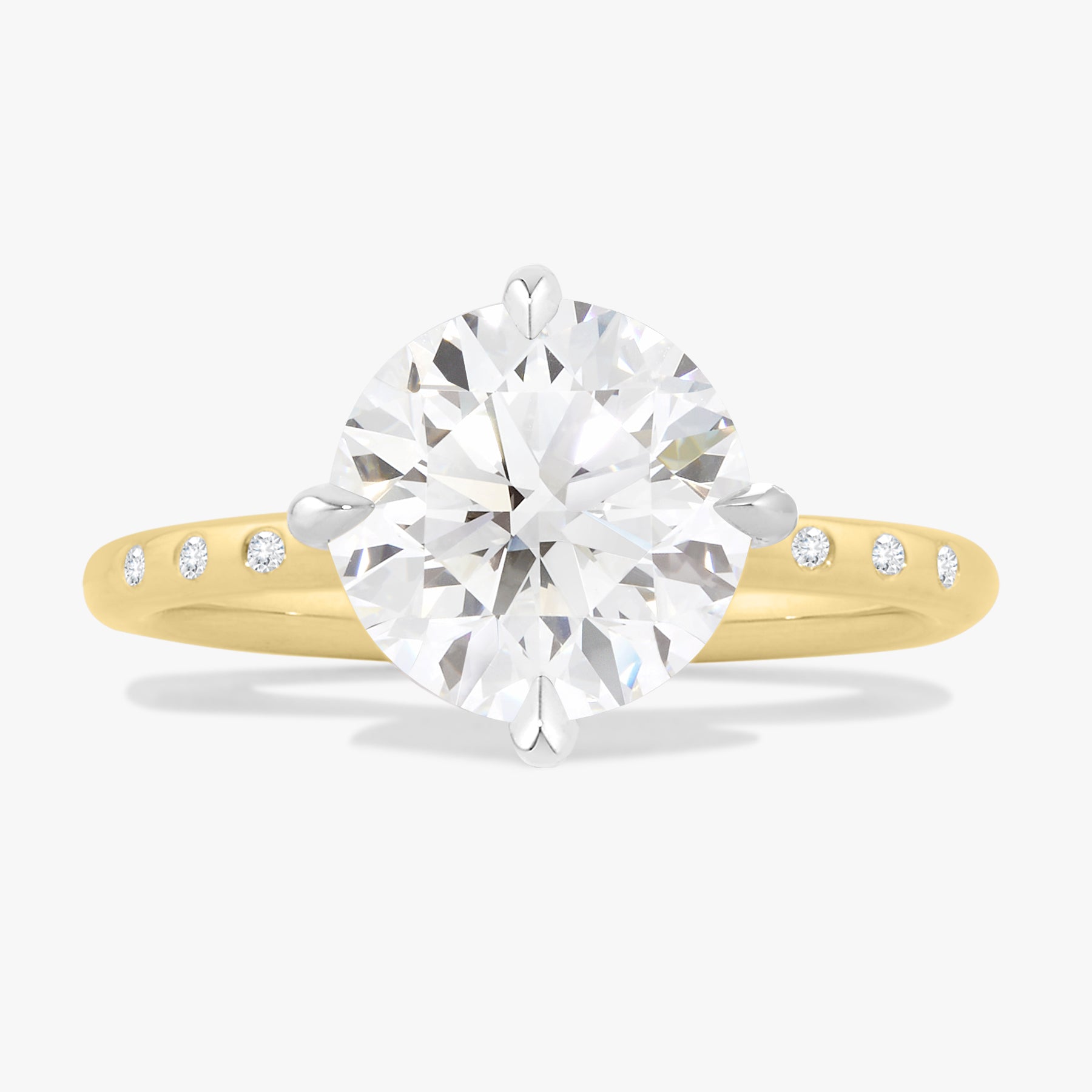 3.00ct Lab Grown Round Diamond in a Custom Solitaire with Compass Pron ...