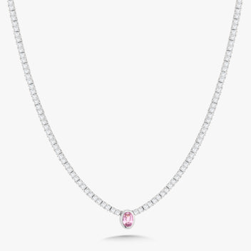 Davis Diamond Tennis Necklace with Removable Pink Sapphire Oval Lariat ...