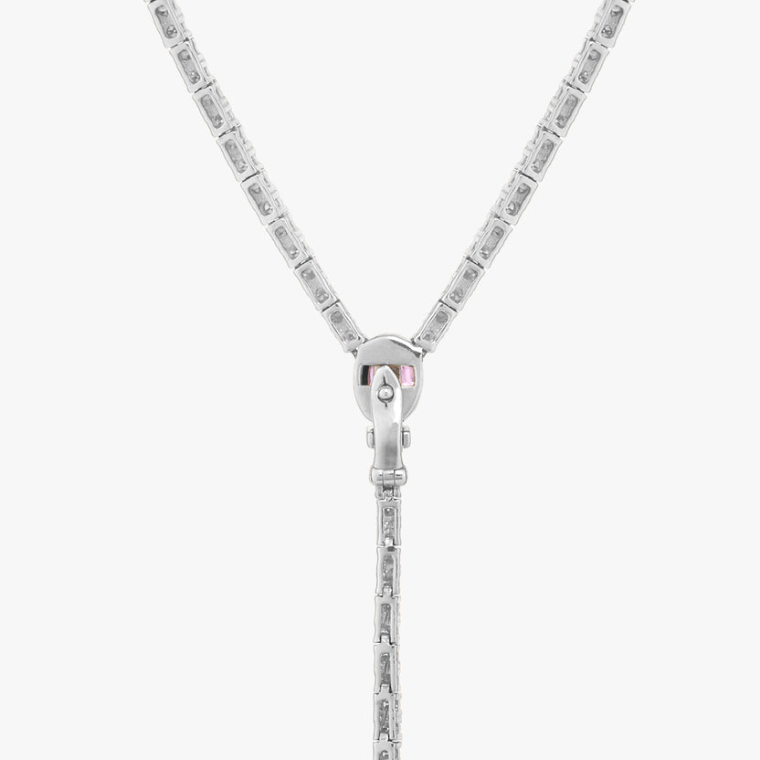 Davis Diamond Tennis Necklace with Removable Pink Sapphire Oval Lariat ...