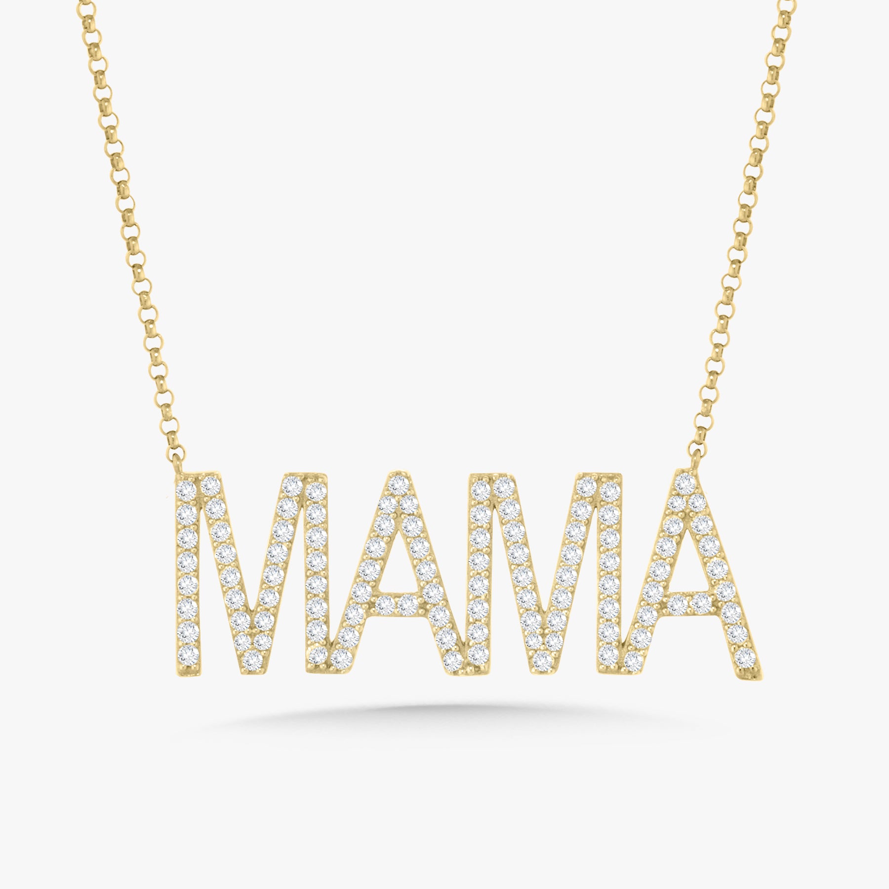 "Mama" Block Letter Diamond Necklace – RWFJ