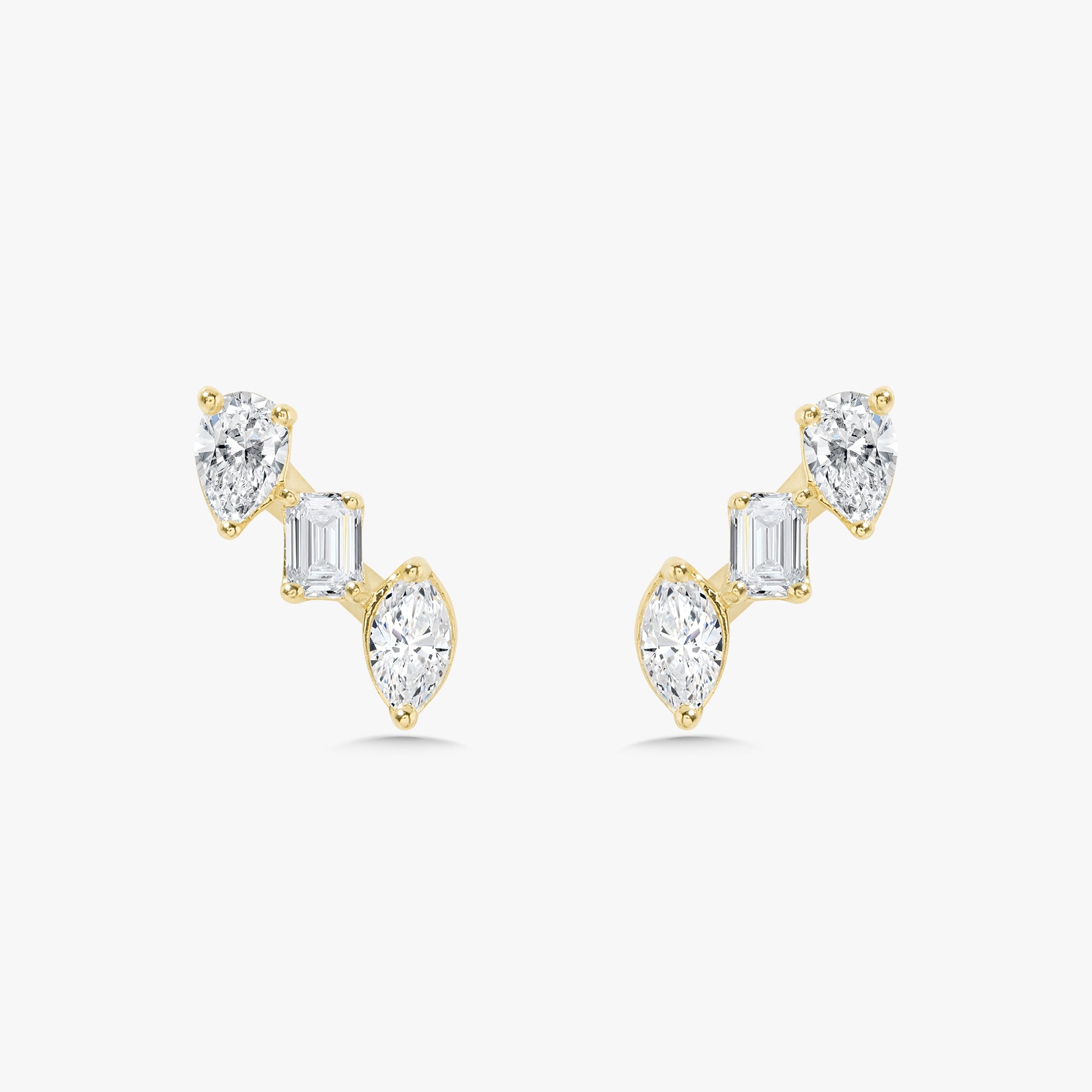 Multi Mixed Shape Diamond Bar Stud Earrings – RWFJ