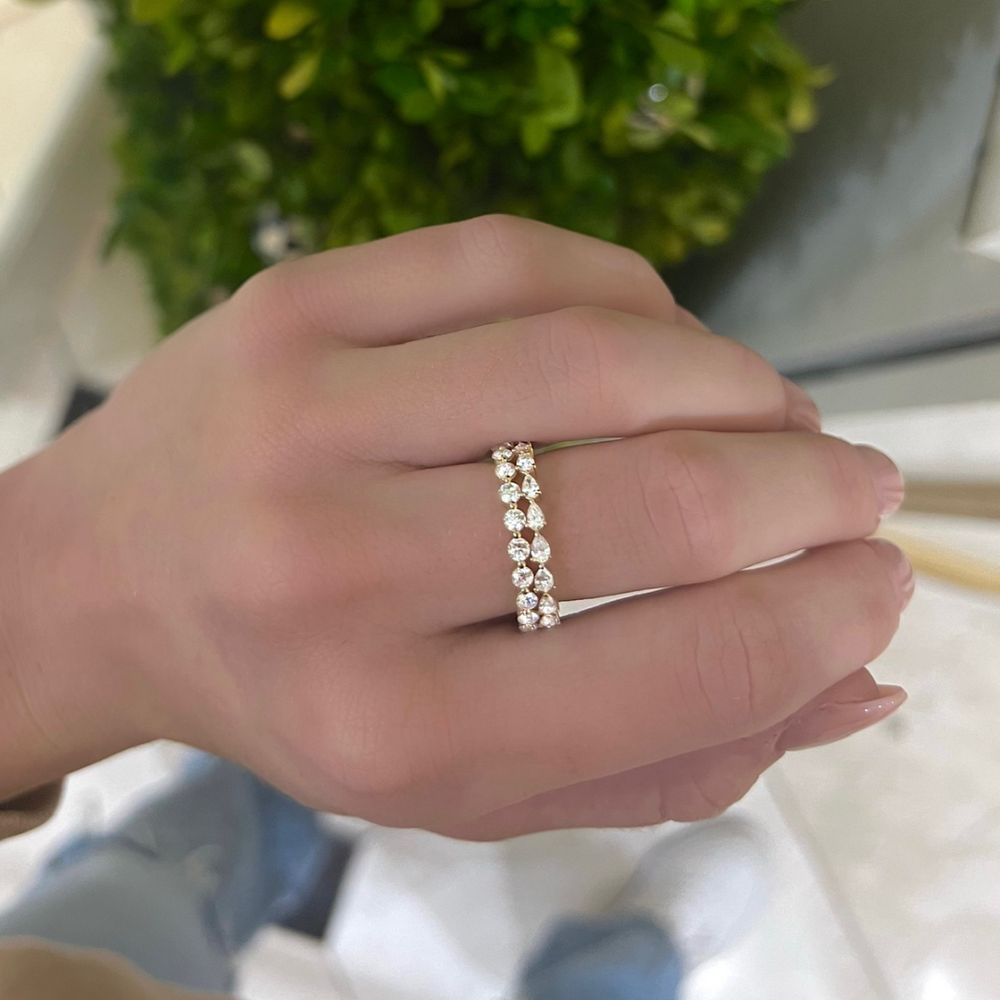 Best of Both Double Row Chasing Pears & Round Diamond Band – RW Fine Jewelry