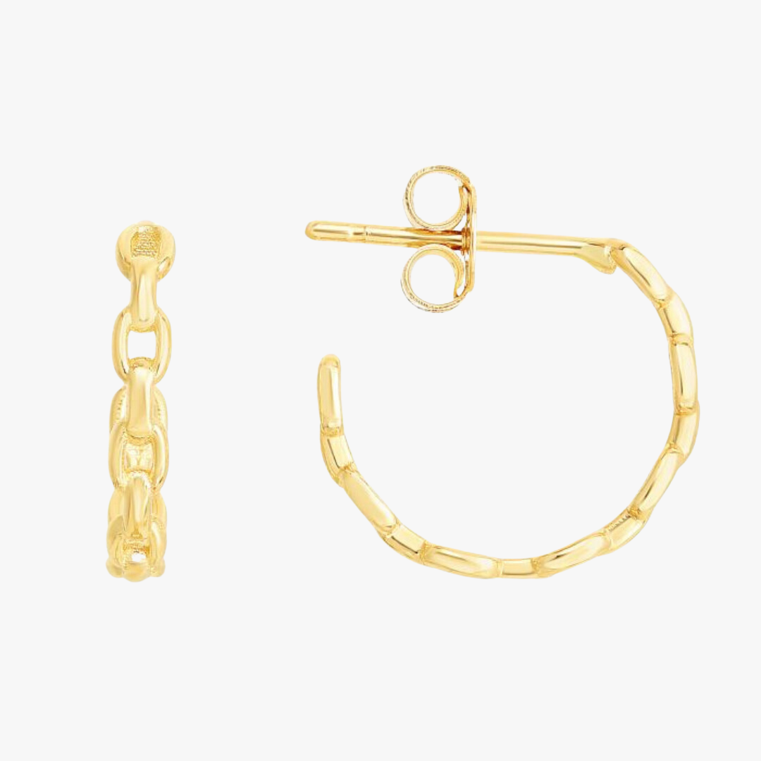Reo Oval Chain Link Gold Hoop Earrings – RWFJ