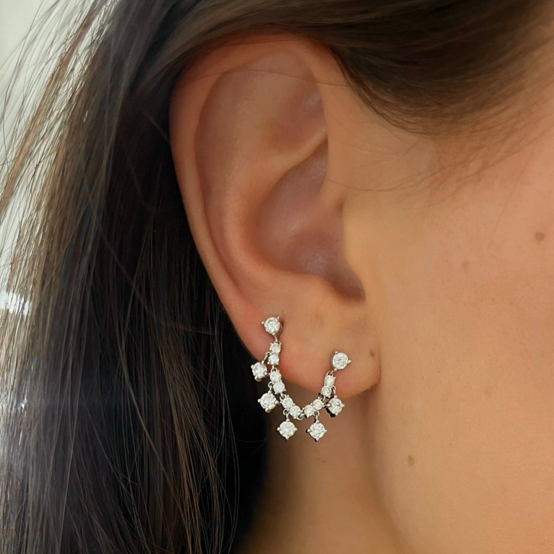 Rhode Round Drops Double Piercing Diamond Stud Earrings 1.76 ctw – RWFJ