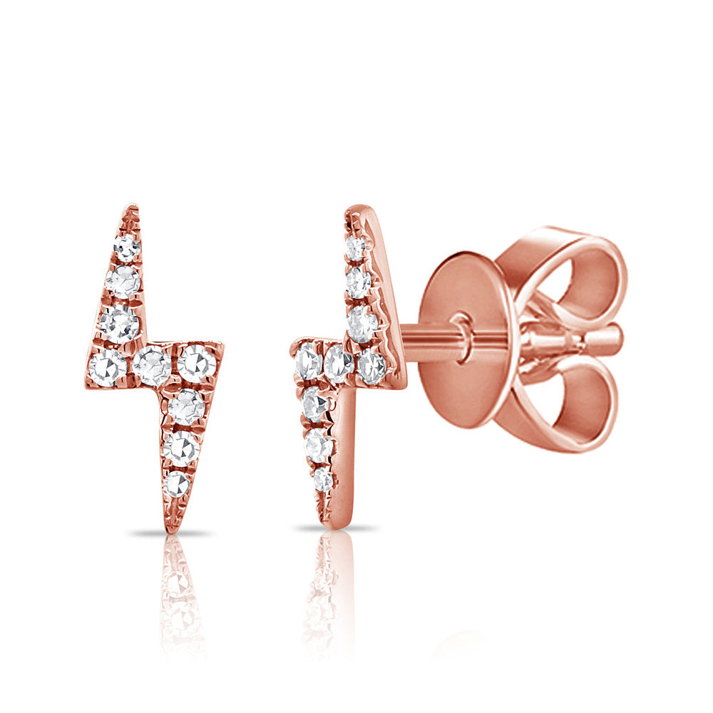 Mini Skyler Lightning Bolt Diamond Stud Earrings