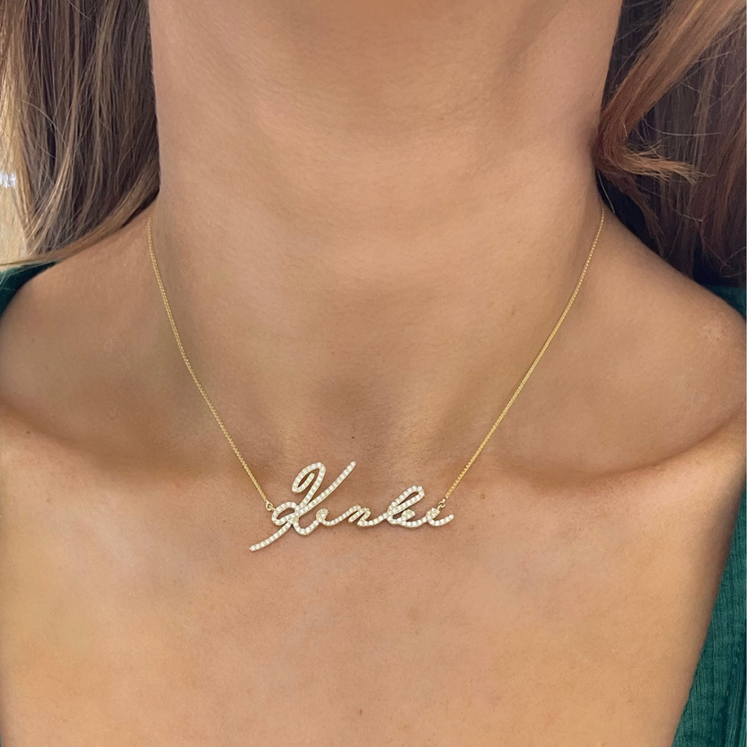 Custom Handwritten Diamond Name Necklace – RW Fine Jewelry