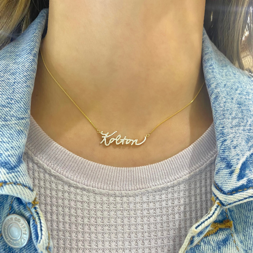 Custom Handwritten Diamond Name Necklace – RWFJ